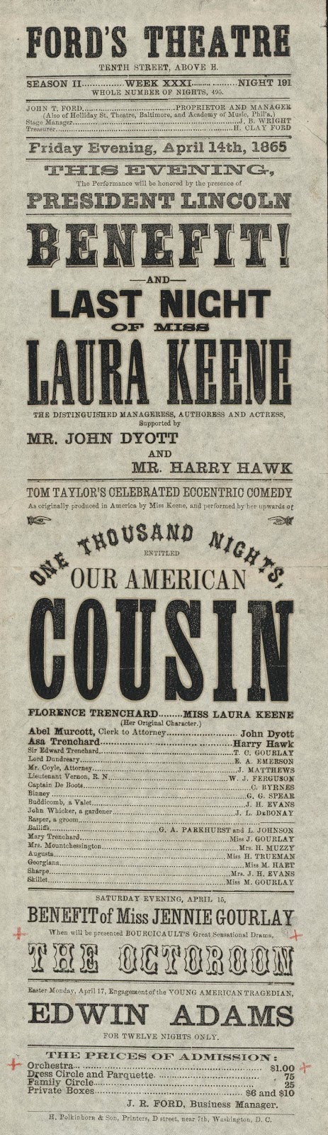 Frank's Place: April 14, 1865: President Lincoln Assassinated