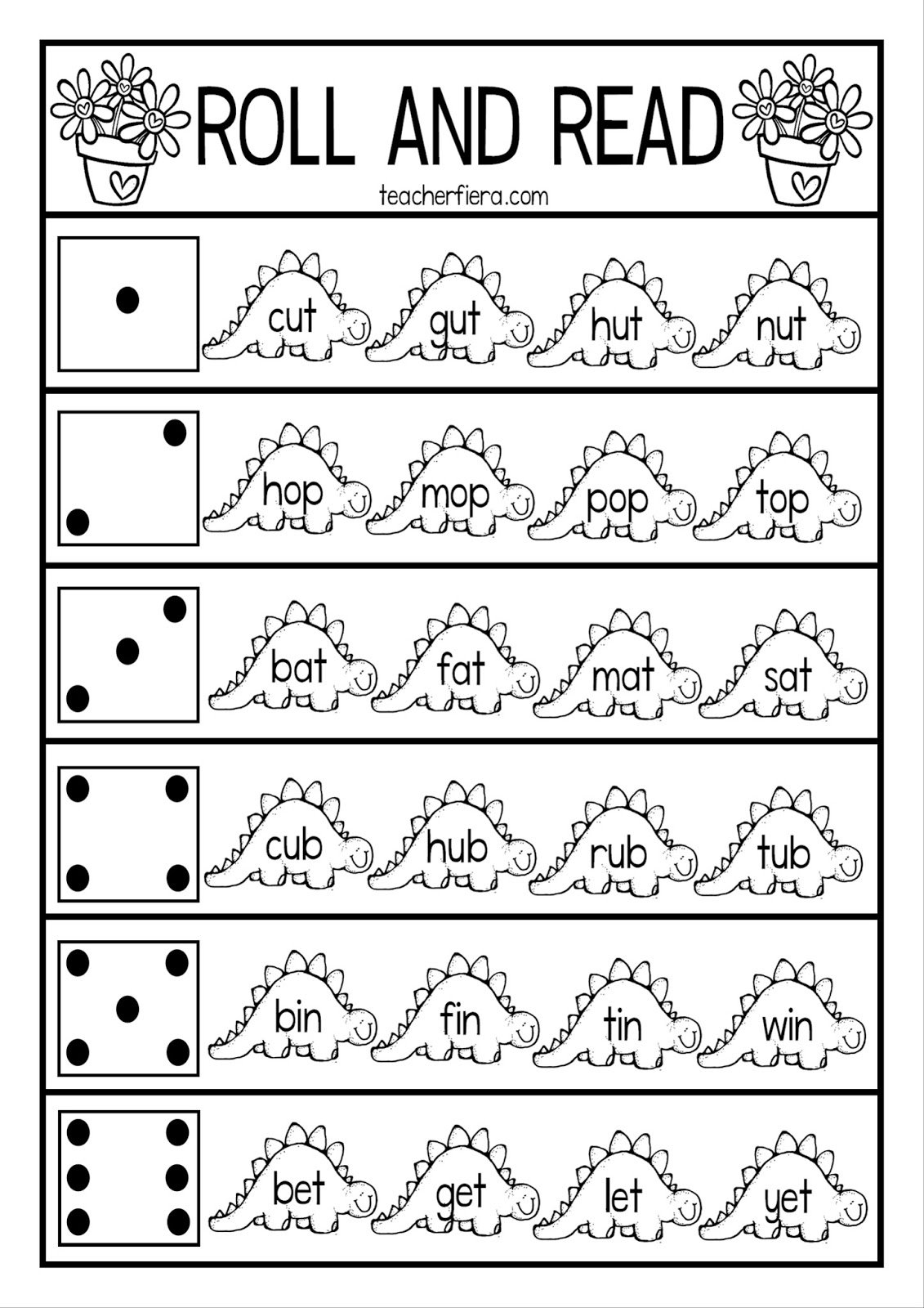 teacherfiera.com: ROLL AND READ (BASED ON THE EASY PEASY WORD FAMILIES ...