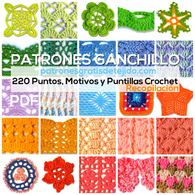 Revista con 220 Patrones de Puntos, Motivos y Puntillas Crochet ...