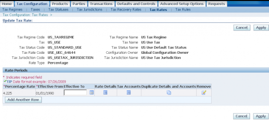 Oracle Applications: Oracle EBS-Tax Setups