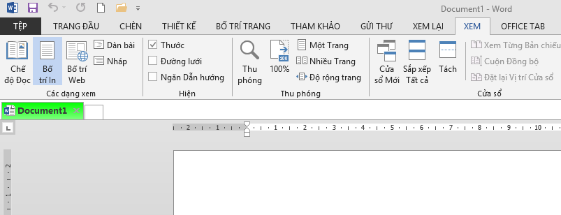Cách làm hiện thanh Ruler trong word 2007, 2010, 2013