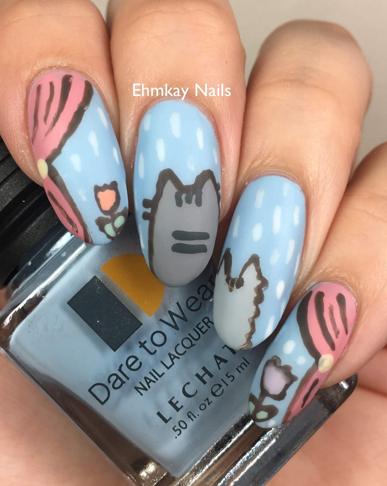 ehmkay nails: Pusheen Calendar Series: Sitting in the Rain