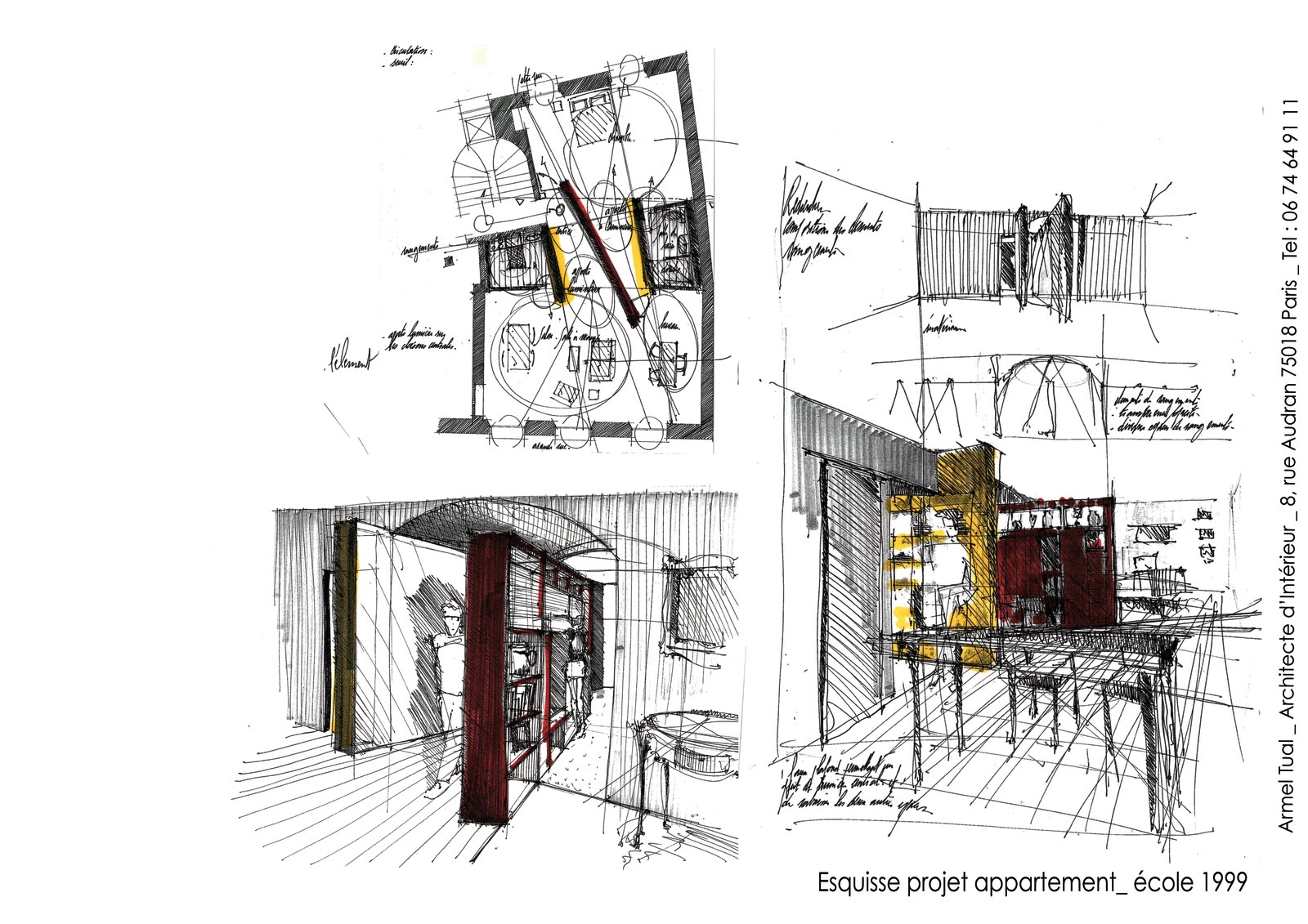 Armel Tual - Architecte d'Intérieur CFAI: Esquisse appartement