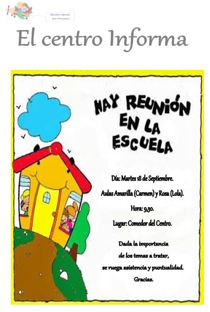 Escuela Infantil San Francisco (Cabra): Reunión con las Familias
