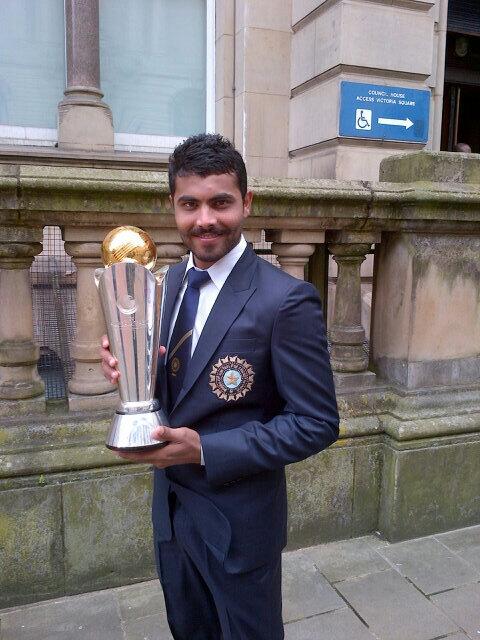 RockStar JADDU!!: Ravindra jadeja with ICC CHAMPIONS TROPHY and his ...