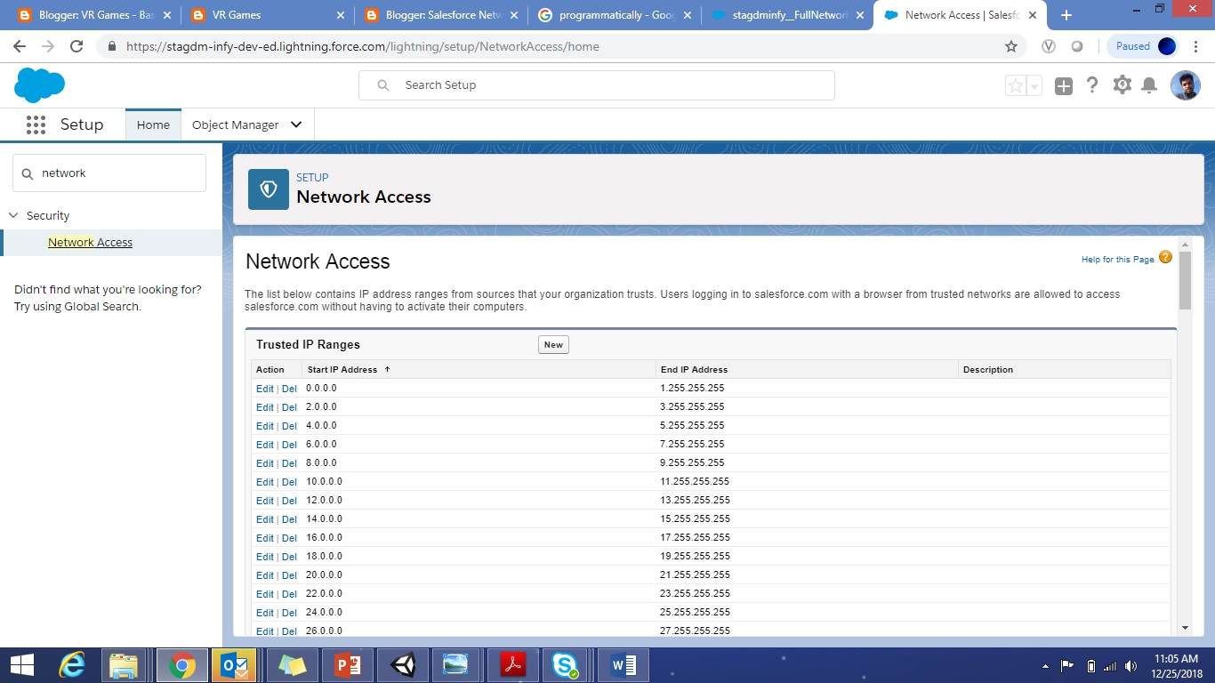 Salesforce Network Access