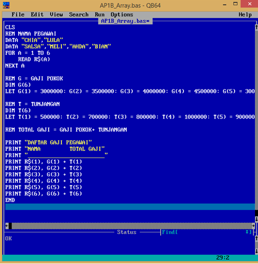 Contoh Program Array Qbasic