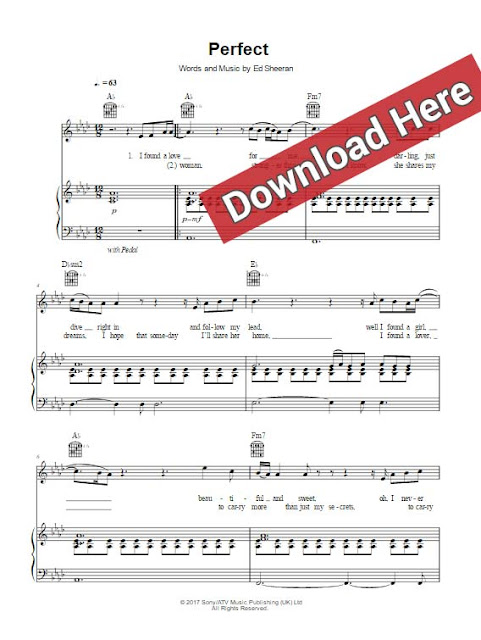 Sheet Music Notes World: Ed Sheeran Perfect Sheet Music, Piano Notes ...