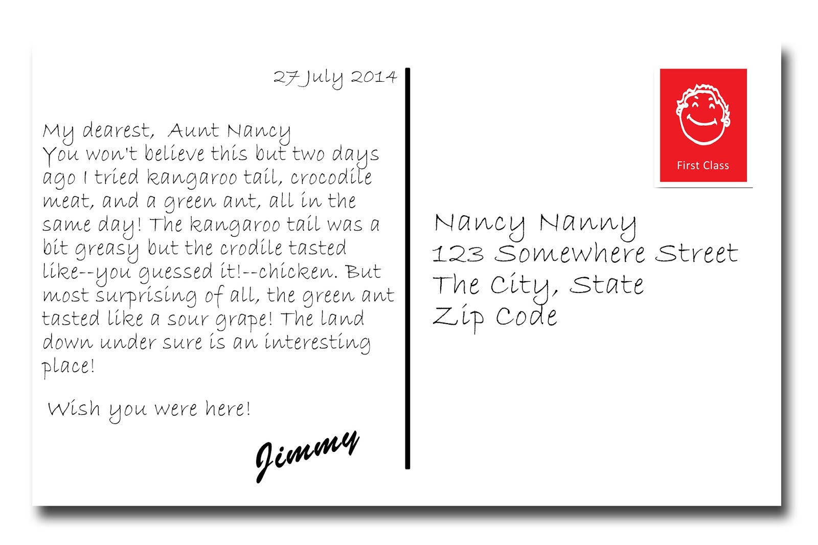 My notes: Functional Text (short functional text : Writing - PostCard)