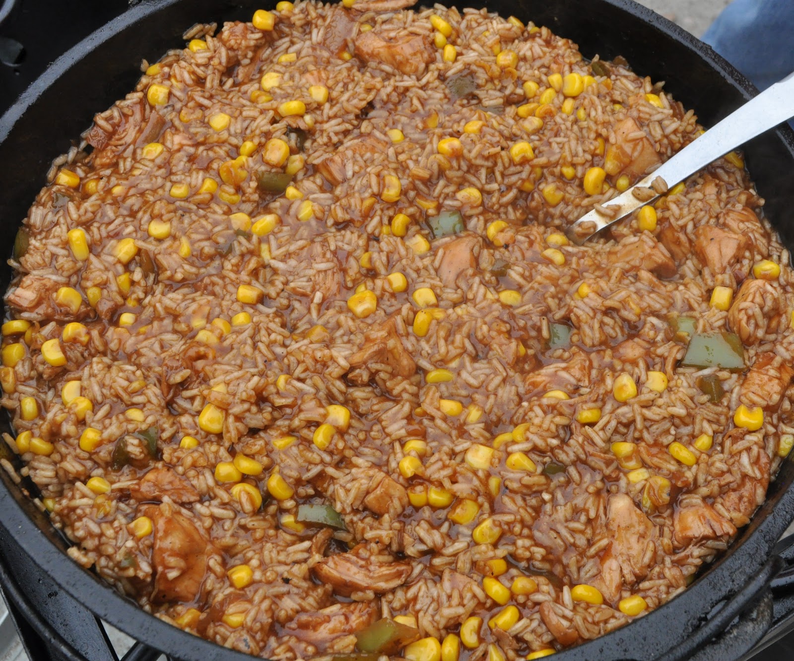 Becca Cooks: Dutch Oven BBQ Chicken and Rice Scout Style