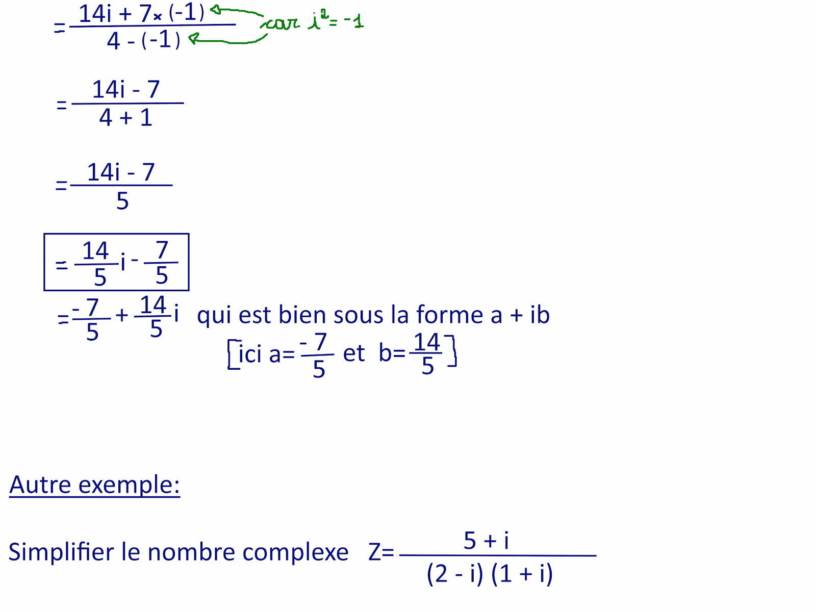 Comment mettre un nombre complexe sous la forme a+ib (sous forme ...