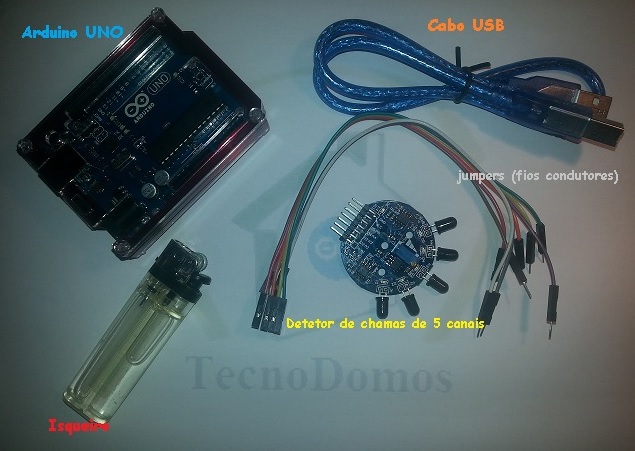 TecnoDomos: Sensor de chamas de 5 canais com Arduino