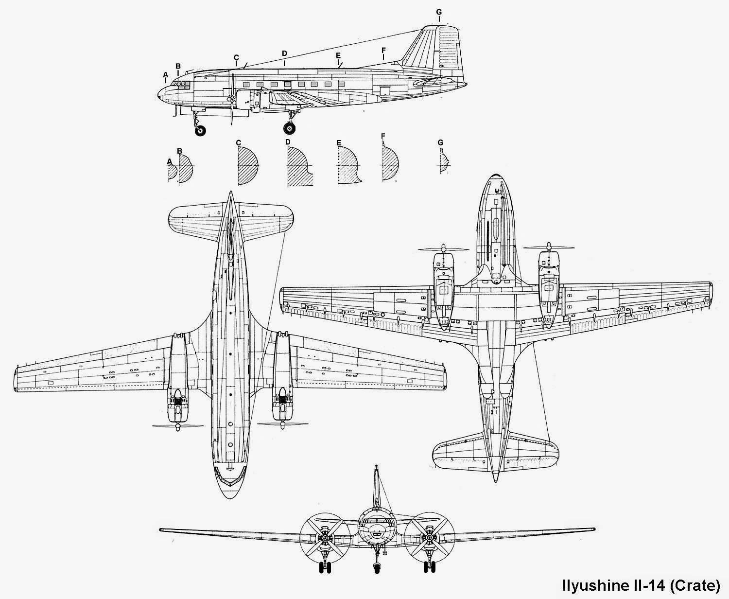 AIRPLANE SCALE MODELKIT: ILYUSHIN il-14