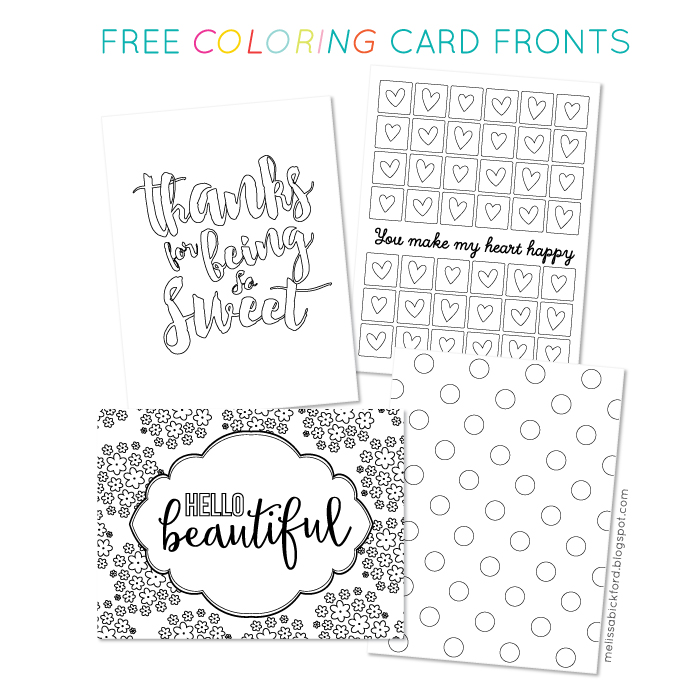 Just Dandy Studio: Free Friday Printable - Coloring Card Fronts Set #2