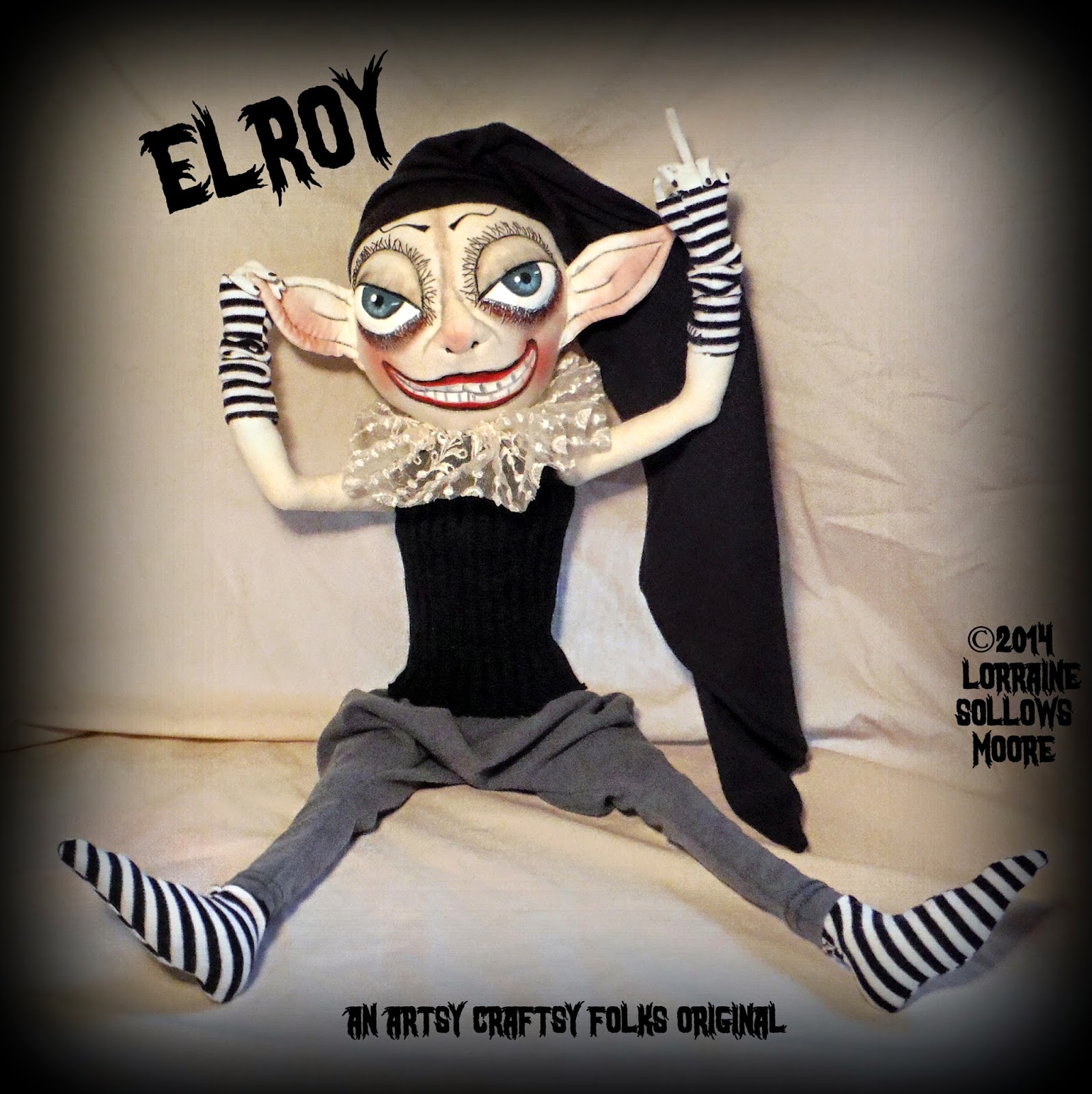 Artsy Craftsy Folks Original Art Dolls: More Creepy Christmas Elf Art ...