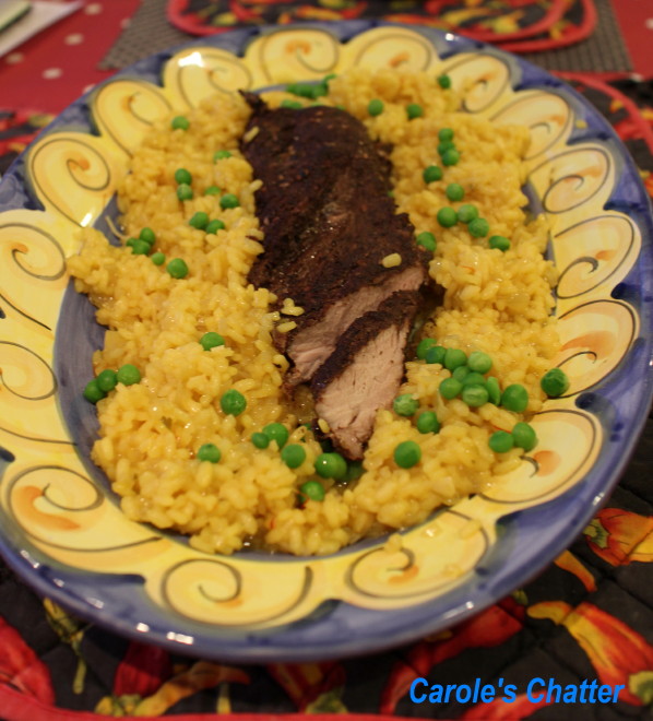Carole's Chatter: Pork Fillet in Jerk Seasoning with a Saffron Risotto ...