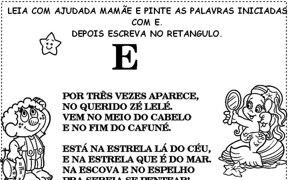 letra e ~ Cantinho das Atividades
