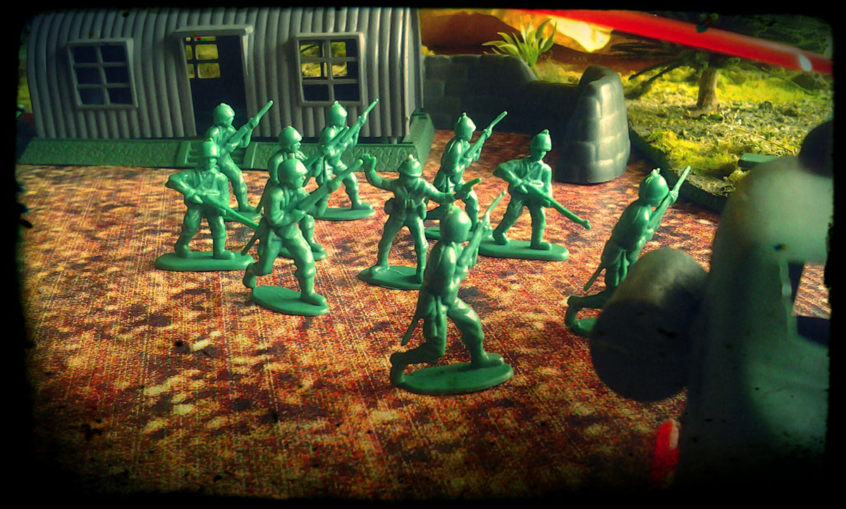 HO scale Military Camp and Helicopter Base