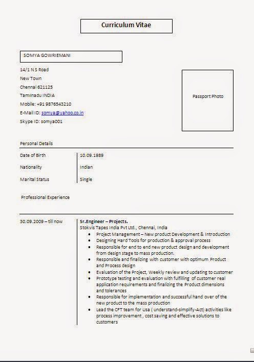 cv personal statement sample