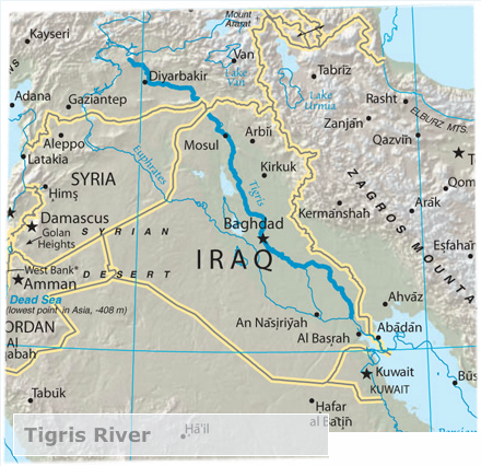 Tigris River Location On World Map - United States Map