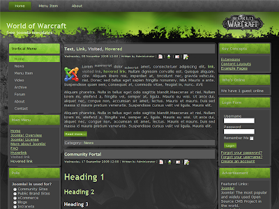 templates for world of warcraft websites: Joomla World of Warcraft Template