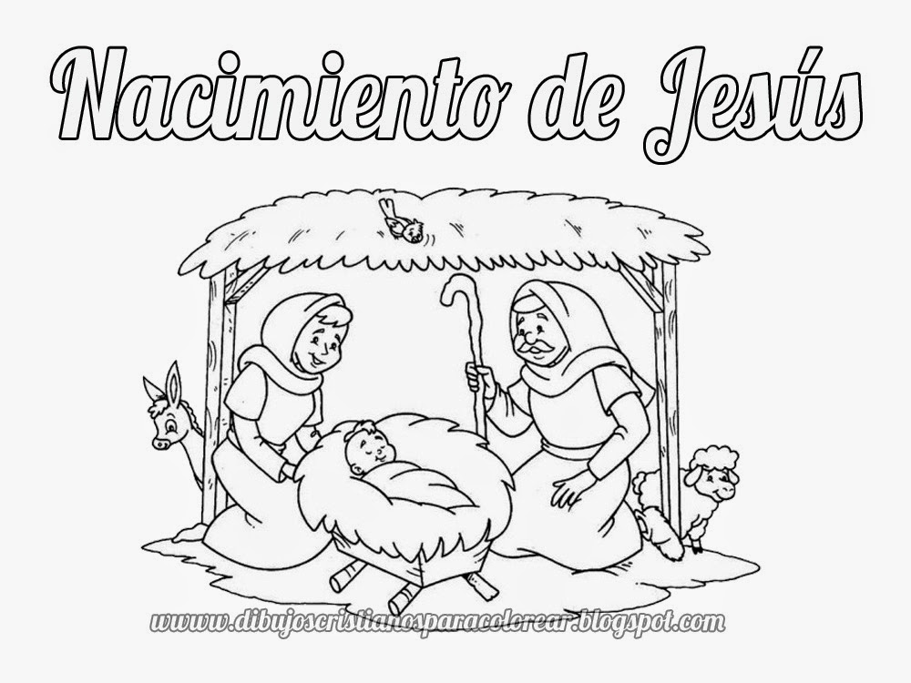 Nacimiento de Jesus para colorear ~ Dibujos Cristianos Para Colorear