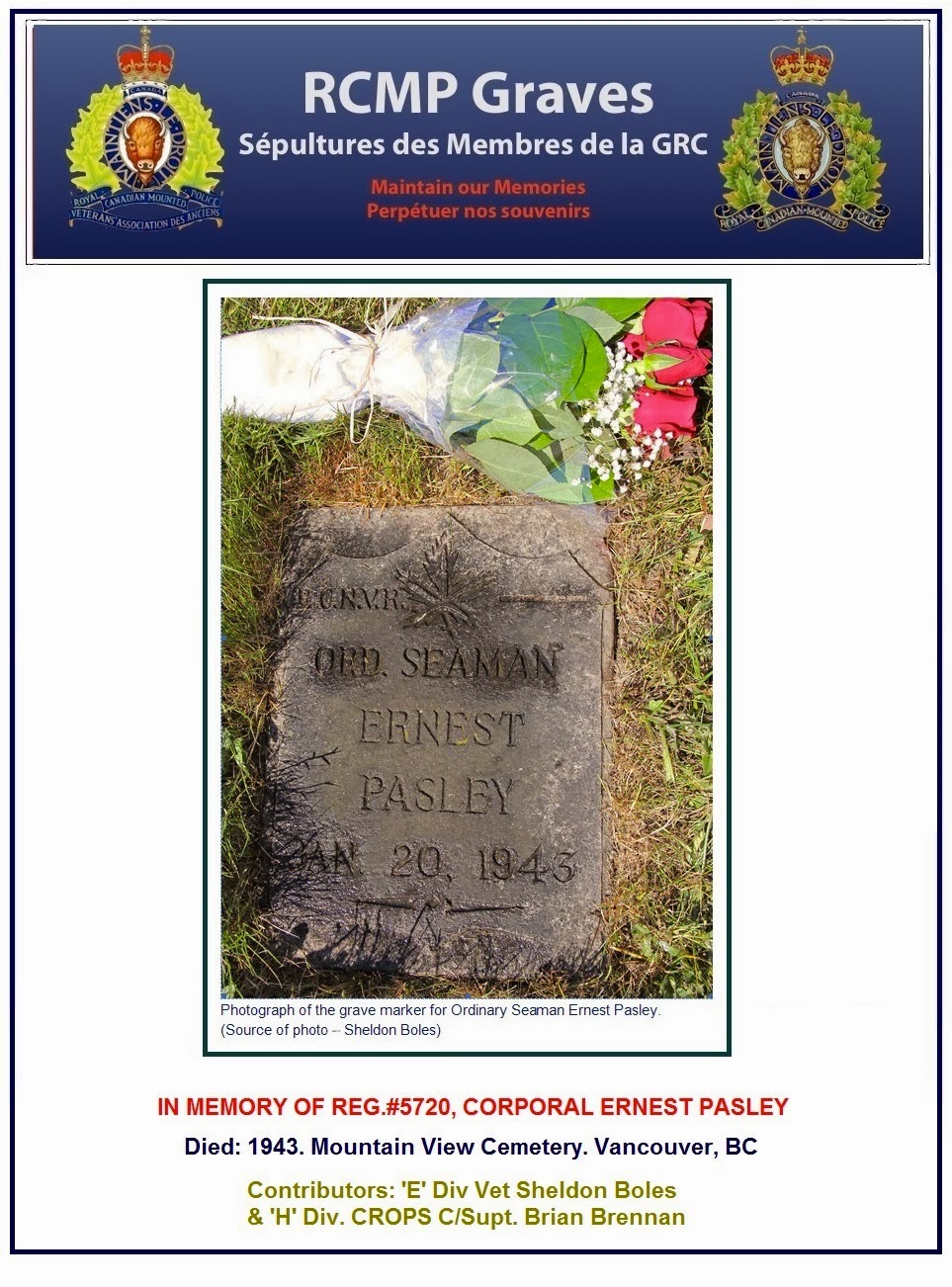 RCMP/GRC Grave Discovery & Information Website: www.rcmpgraves.com: In ...