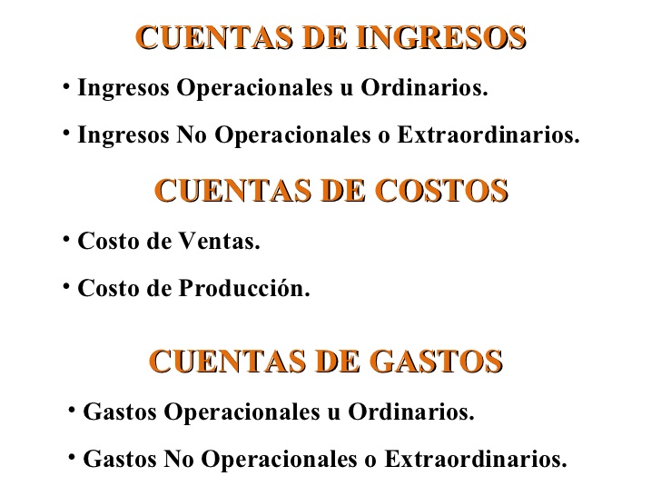 CUENTAS DE INGRESOS, GASTOS Y COSTOS: Concepto y características principales de las cuentas de ...