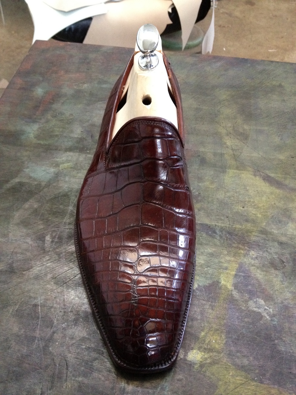 The Shoe AristoCat: Bestetti - whole cut brown alligator loafer