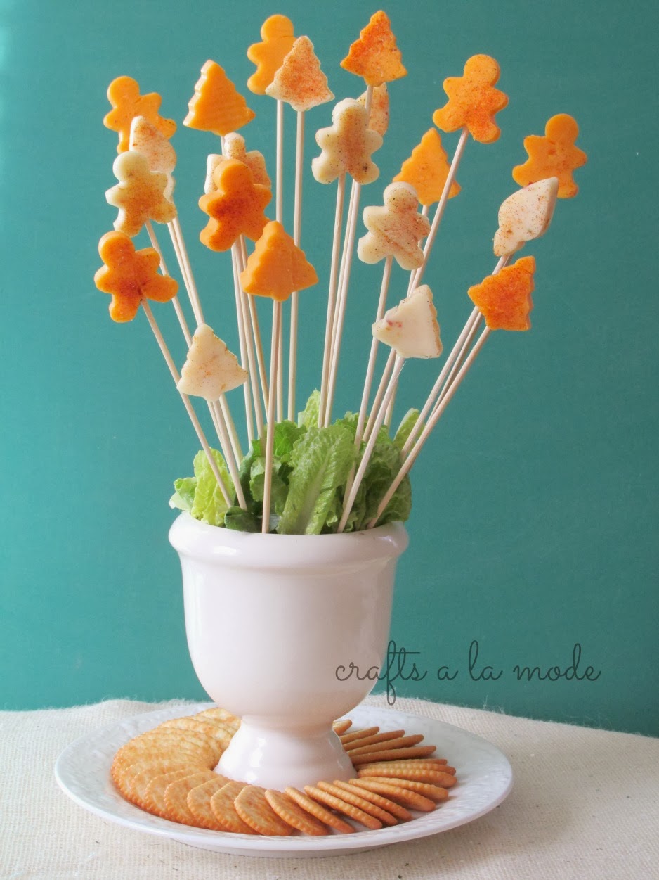 Tiny Holiday Cheese Bites on a Stick - Crafts a la mode
