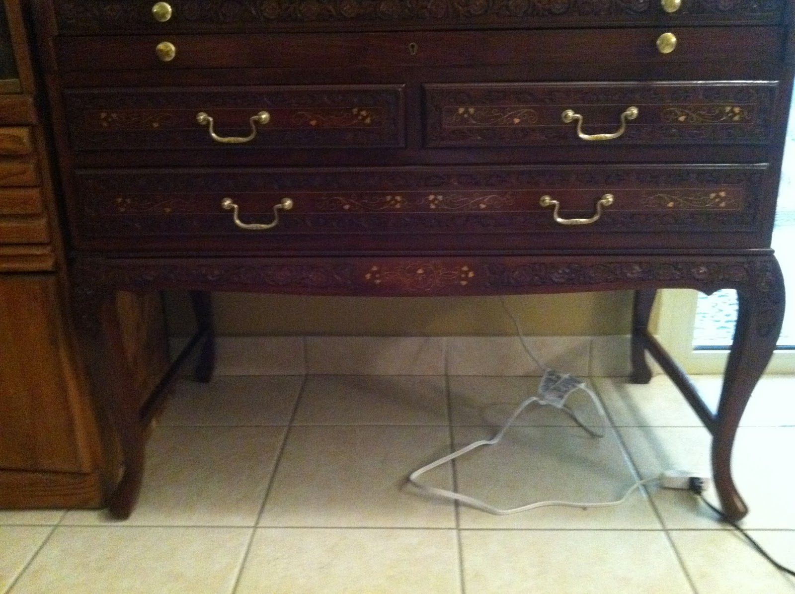 Love, Brittney: Rosewood Gold Inlay Roll Top Desk