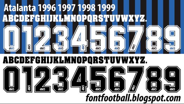 FONT FOOTBALL: Font Vector Atalanta 1996 1997 1998 1999 kit