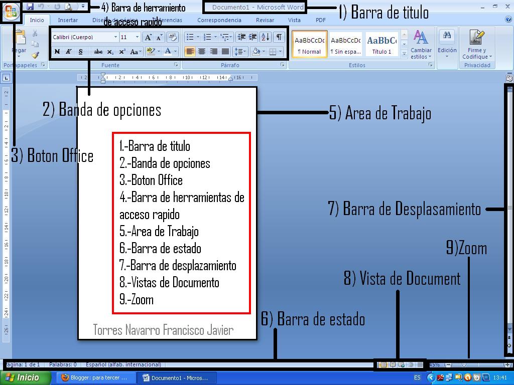 Torres Navarro Francisco Javier: Actividad # 2 Localiza las partes del Word