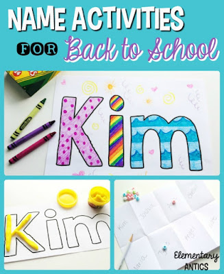Name Activities for Back to School - Elementary Antics