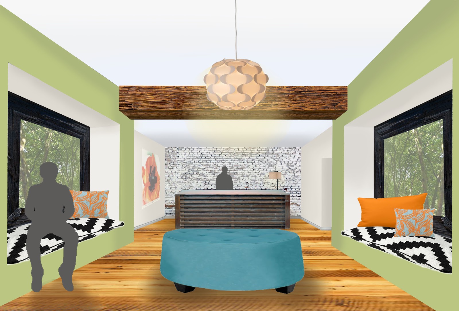 Annie Borges Design Portfolio: Hotel Lobby Perspective - Digital