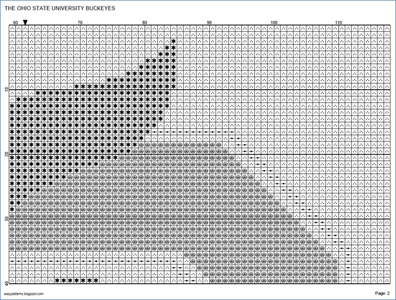 EASY PATTERNS: The Ohio State University Buckeyes cross-stitch pattern
