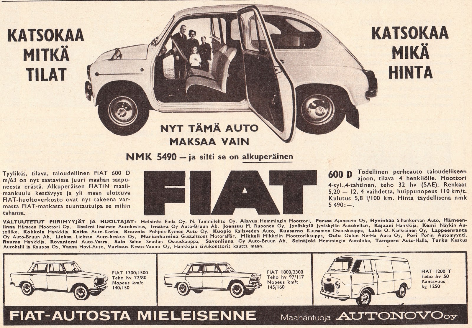 Vanhoja mainoksia: Fiat 600 - 1963 / 1968