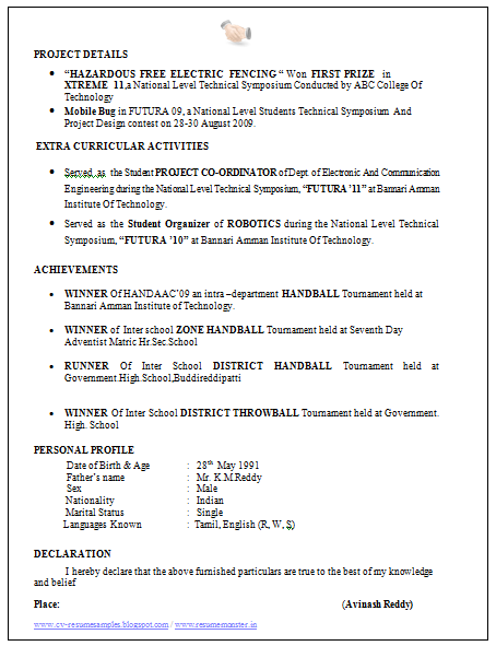 Over 10000 CV and Resume Samples with Free Download: Electronics ...