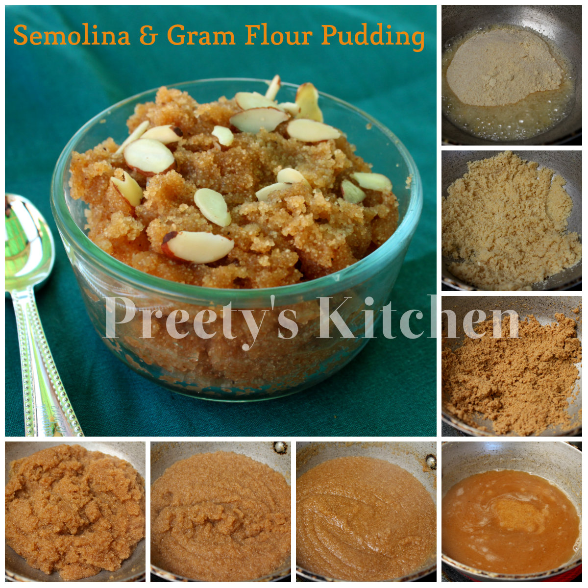 Preety's Kitchen: Semolina & Gram Flour Pudding / Sooji Aur Besan Ka ...