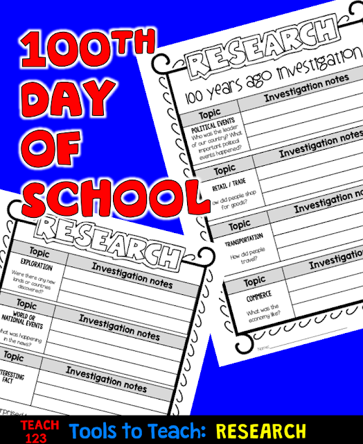 100th Day of School for 2nd Grade and Older | Teach123
