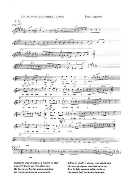 NOTE | DOMACE I STRANE: DA SU MENI DVADESET I DVE NOTE AKORDI TEKST