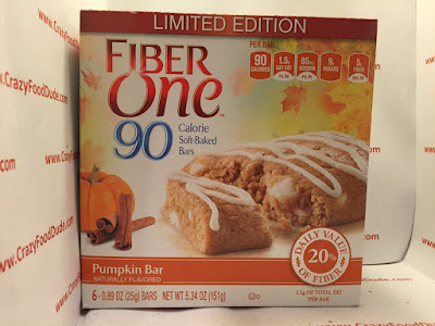 Crazy Food Dude: Review: Fiber One 90 Calorie Pumpkin Soft-Baked Bars