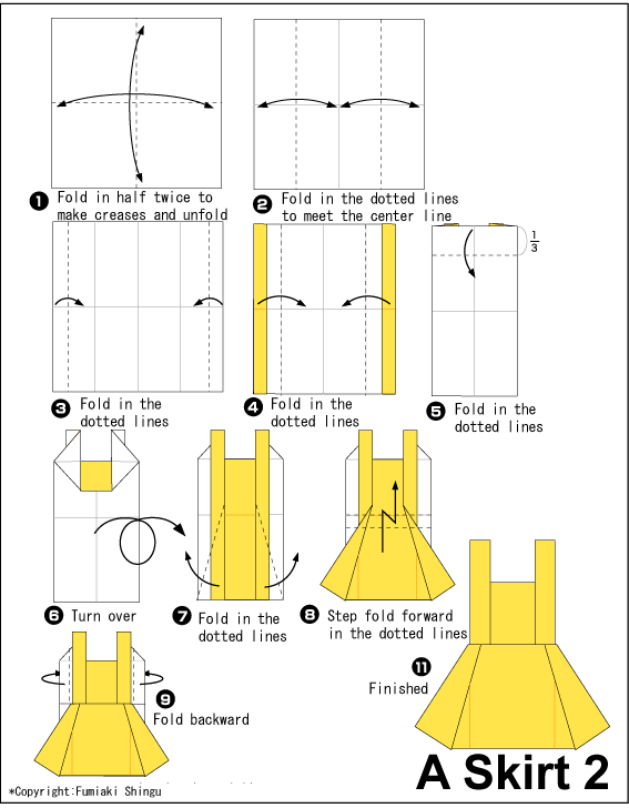 Skirt 2 (Large Size) - Easy Origami instructions For Kids