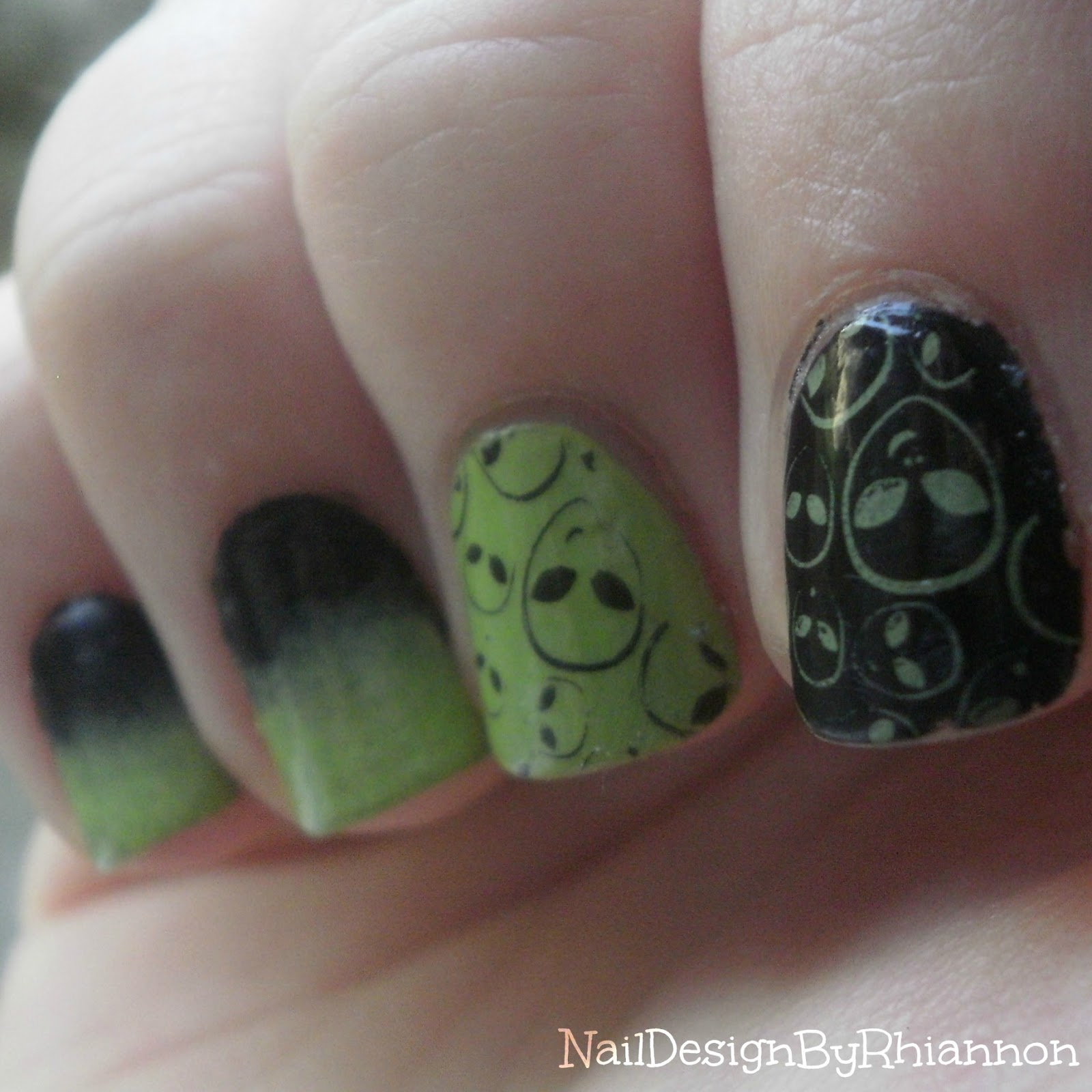 Nail Design By Rhiannon: Alien Stamping and Gradient