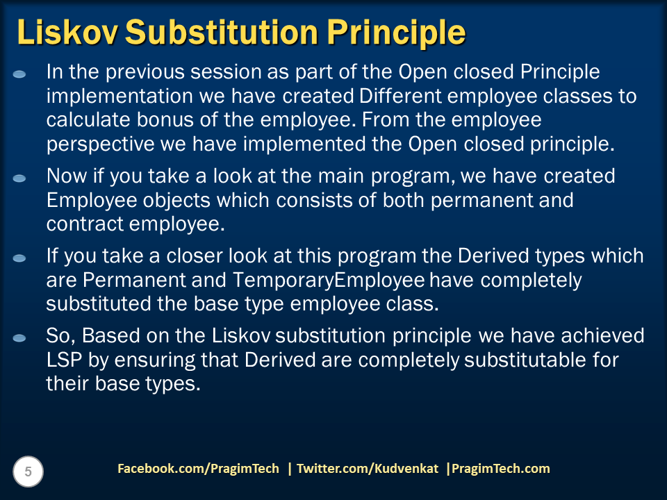 Sql Server Net And C Video Tutorial Liskov Substitution Principle Slides