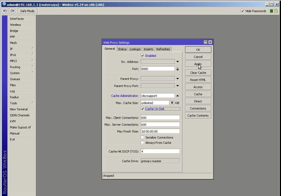 Web Internet of Thing go Blog: Mengaktifkan Transparent Proxy di Mikrotik