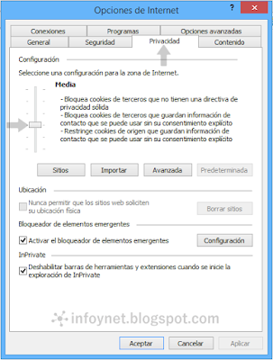 InfoNet: Configurar el uso de cookies en navegadores web