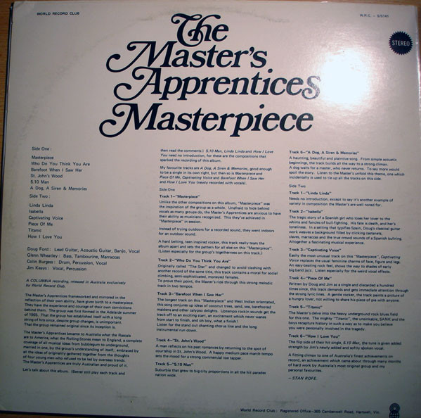 johnkatsmc5: Masters Apprentices “The Master’s Apprentices” 1967 first album Garage Beat ...