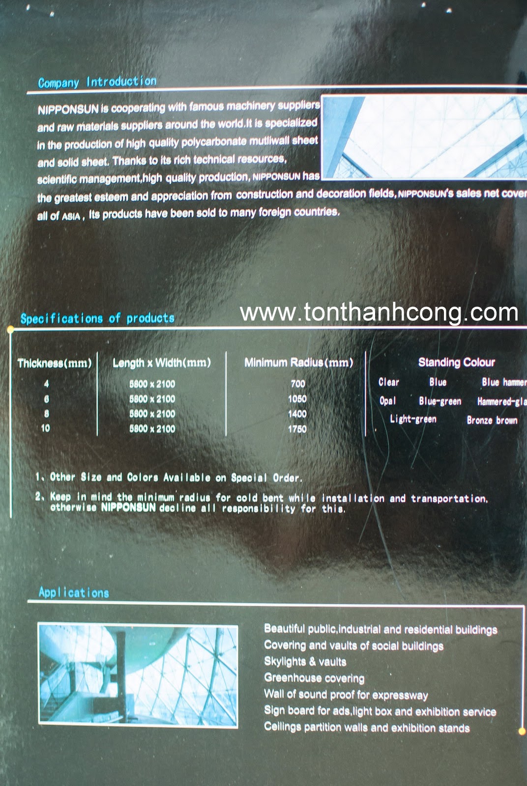 Tôn Thành Công: Tấm Lấy Sáng Polycarbonate Rỗng Ruột NIPPON
