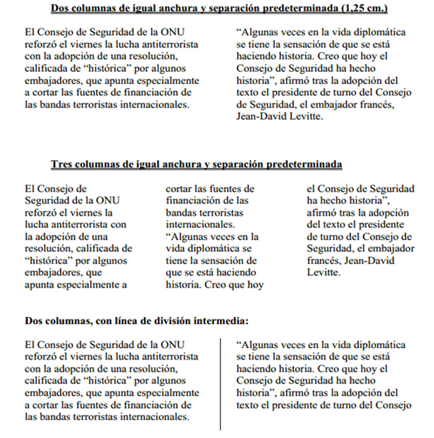 Tecnología e Informática en Linea: Word Basico: TEXTO EN COLUMNAS